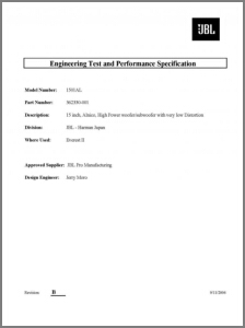 JBL - 1501AL-2 (Project Everest DD-67000) - Engineering Design ...