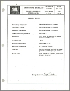 JBL - 2043G (Model JRX118S) - Engineering Design Specification.pdf